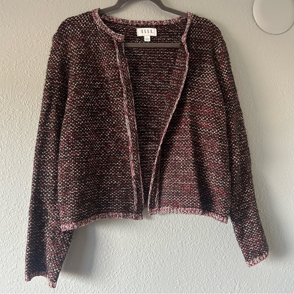 Elle | Jackets & Coats | Elle Purple Tweed Open Front Lightweight ...